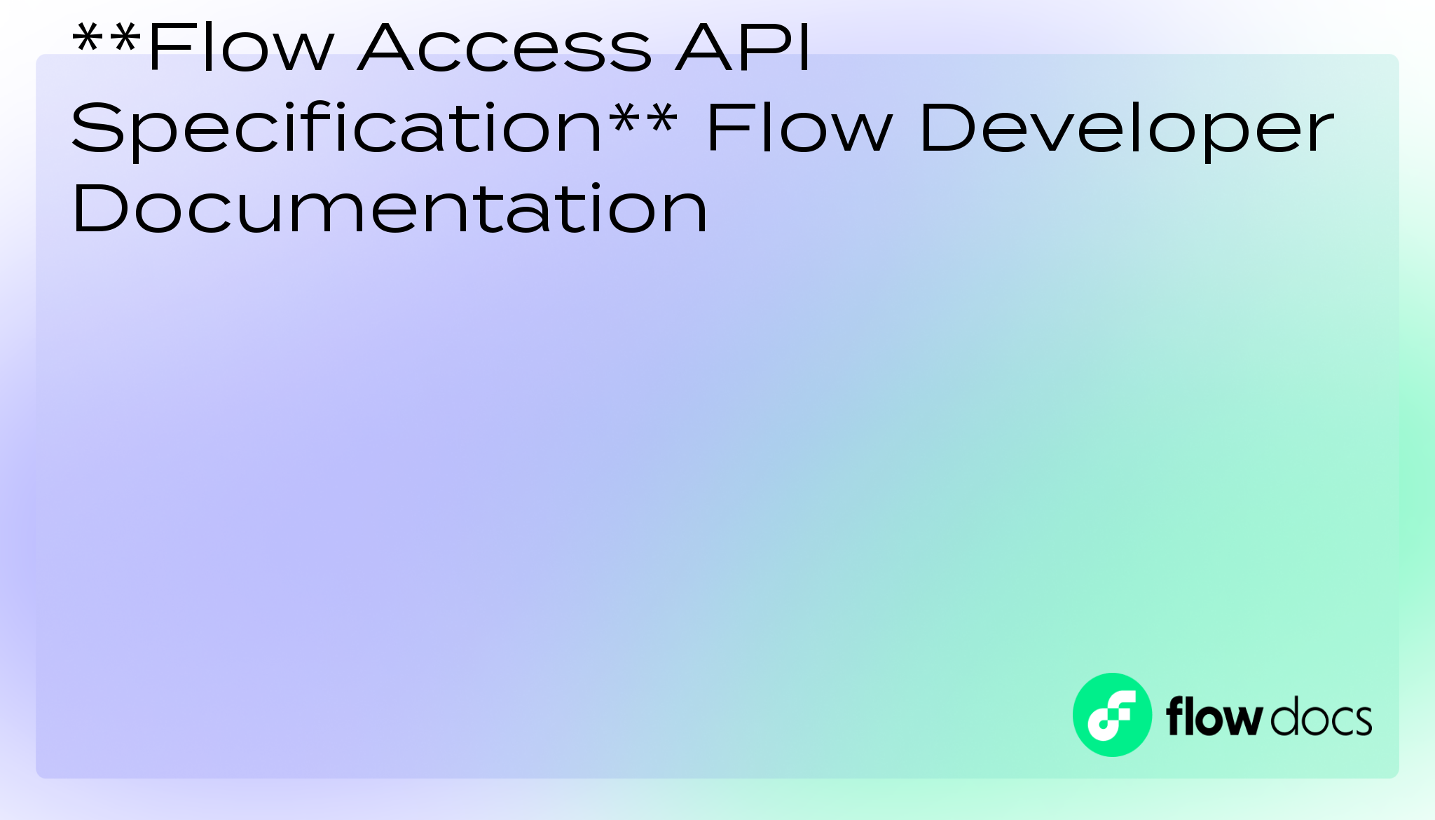 Flow Access API Specification | Flow Blockchain